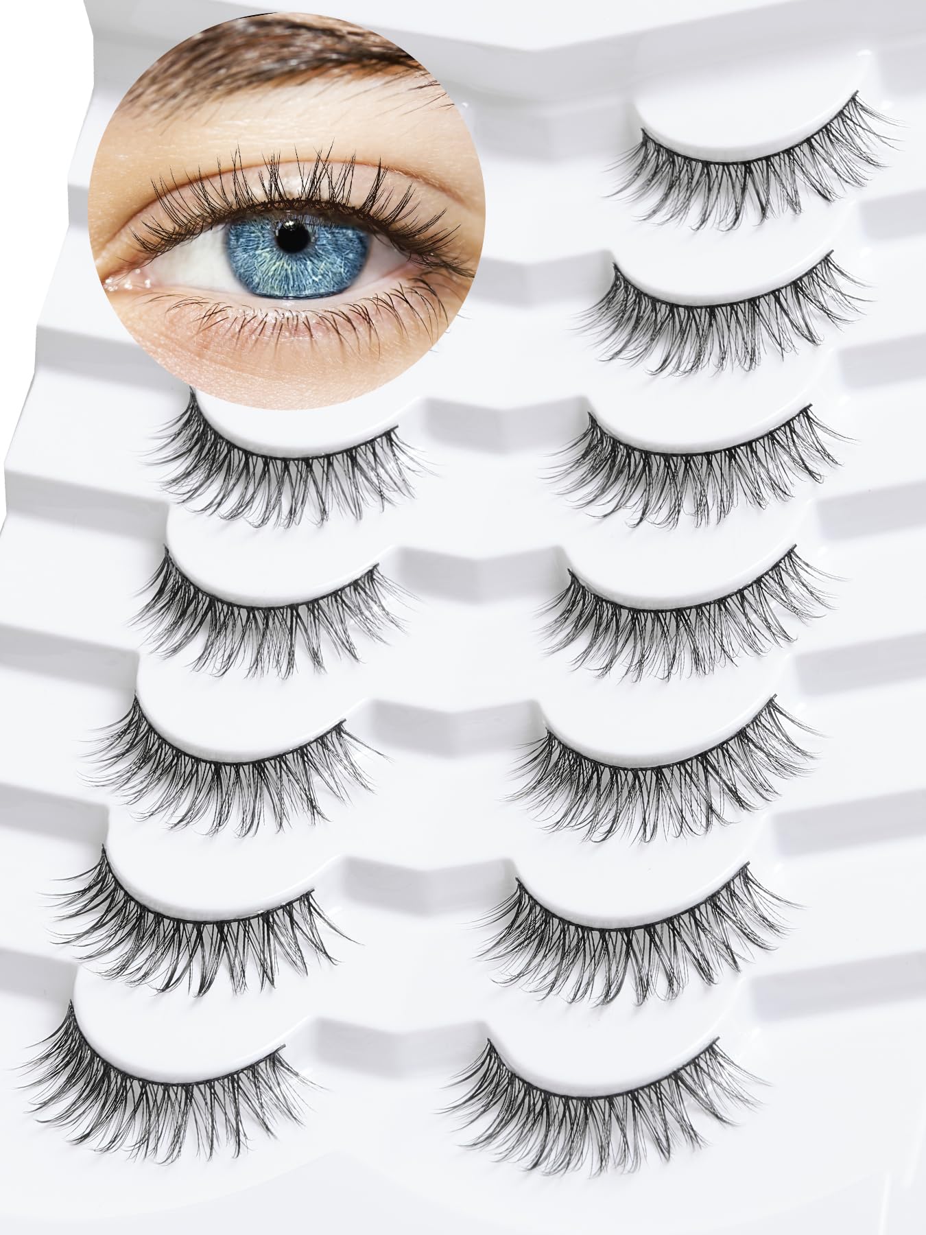 Amazon.com: False Eyelashes Natural Look Wispy Lashes 10mm Short Lashes ...