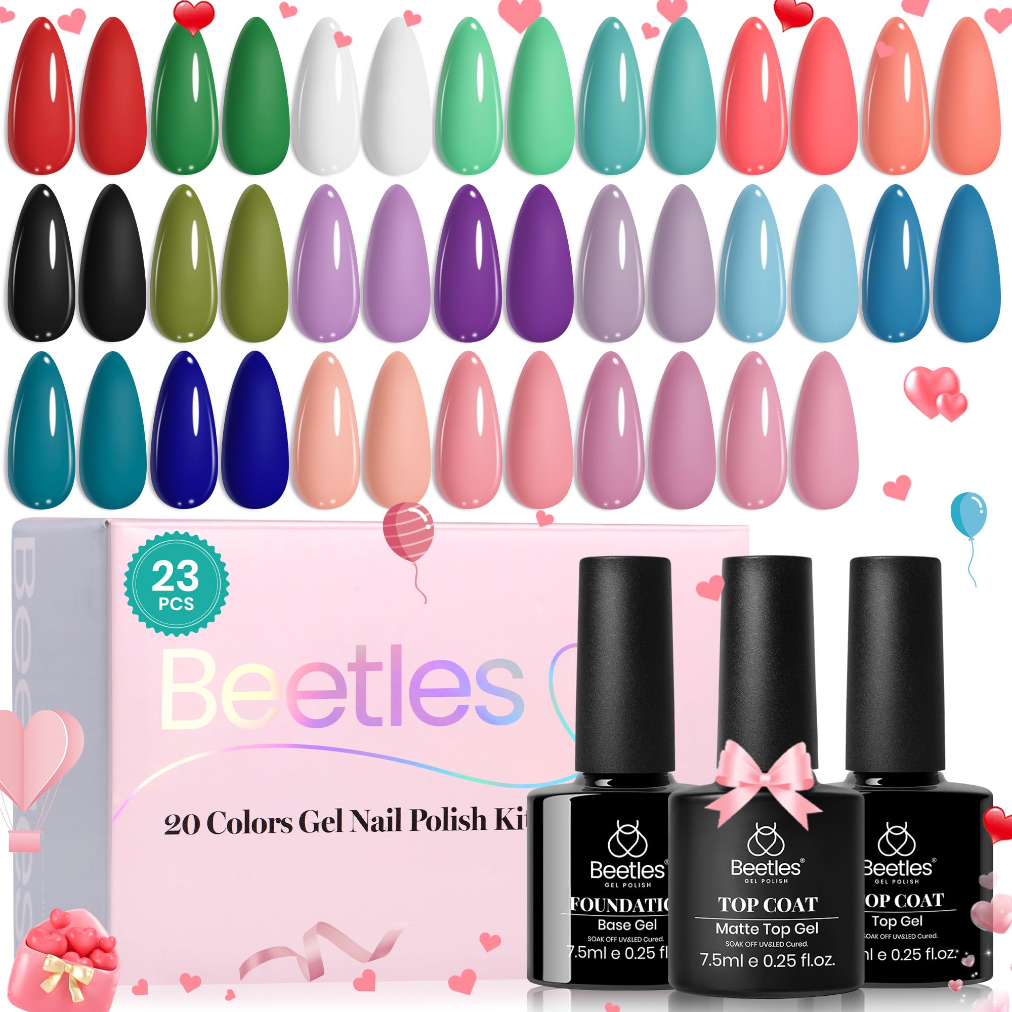 Amazon.com: Beetles Gel Nail Polish Set, 23pcs Gel Polish Kit, 20 ...
