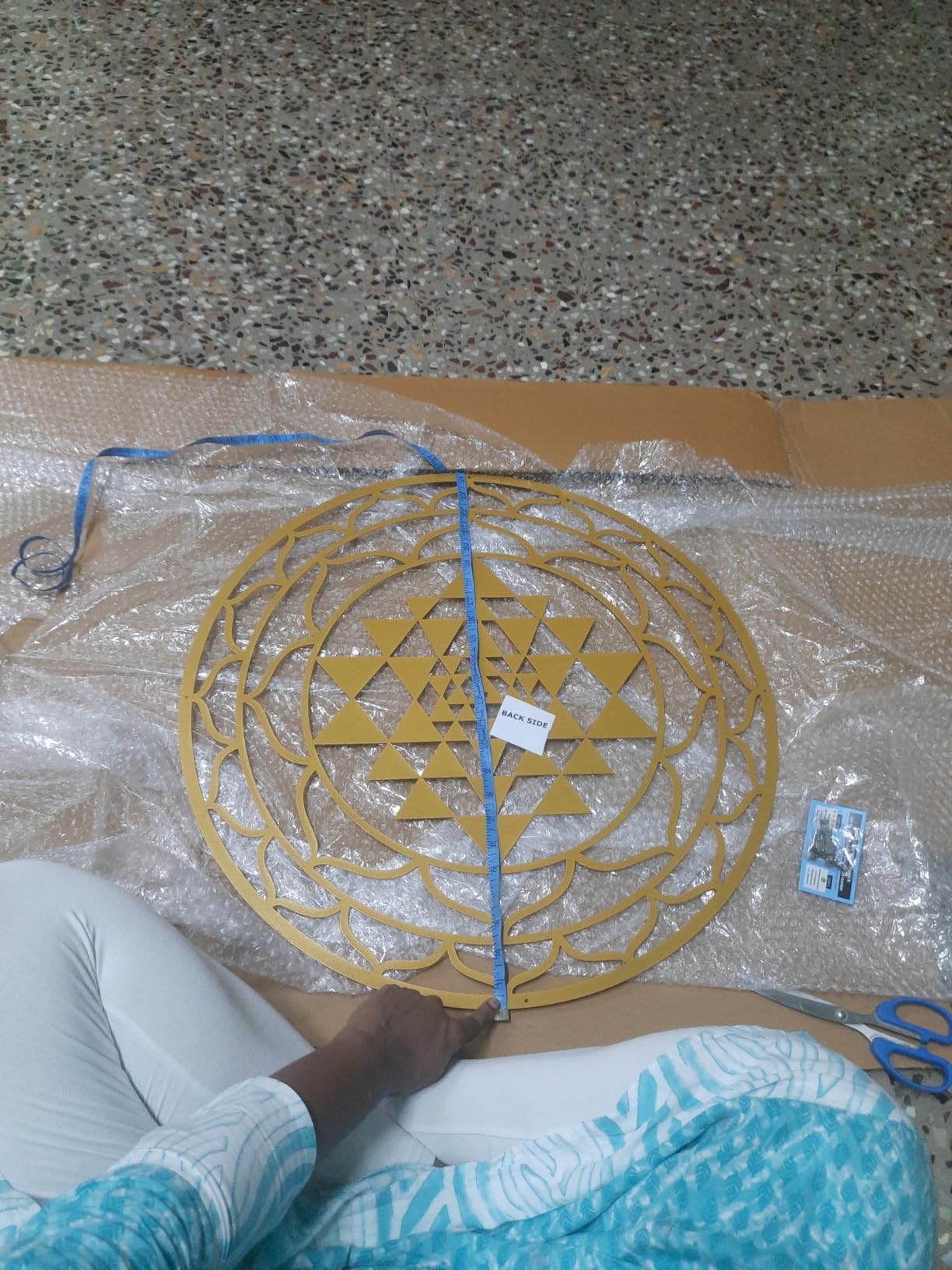 Shree Yantra Round Metal Wall Art 18 Inches Gold - Vastu Decor for ...