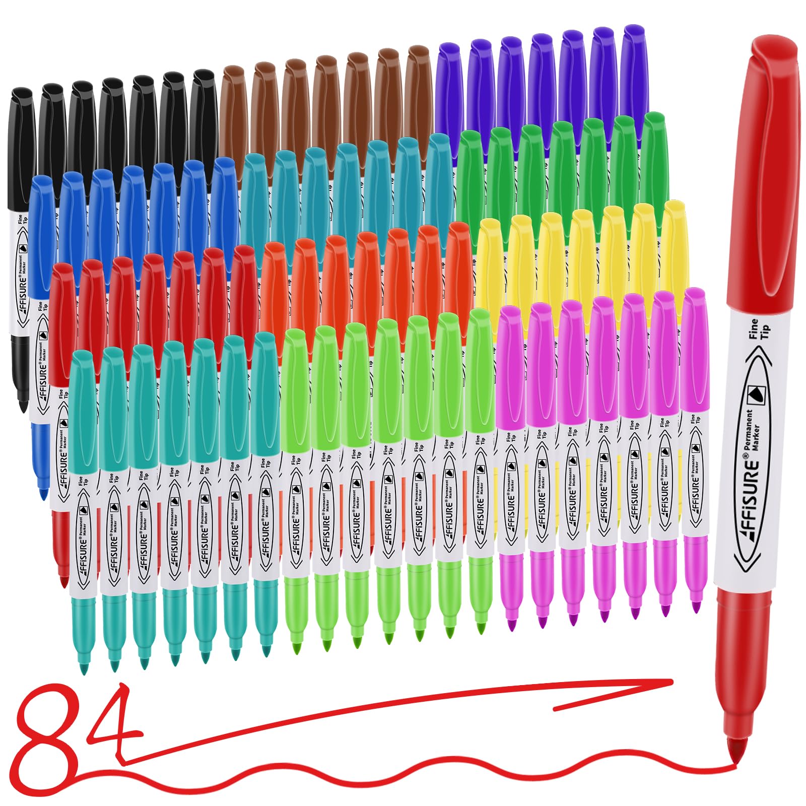 Amazon.com : Affisure Permanent Markers Assorted Colors Set, 12 Colored ...
