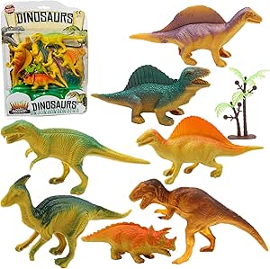 HOVUK 7PCs Mini Dinosaur Figure Set, Realistic Dinosaur Toys, Plastic ...