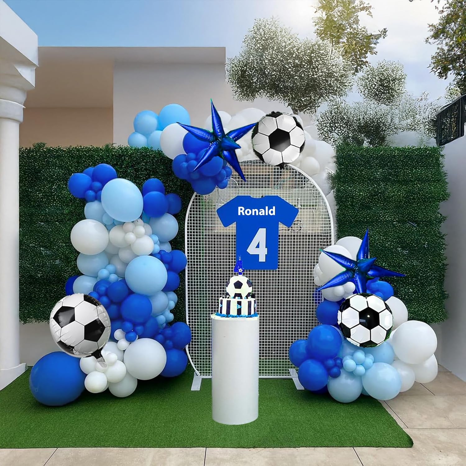 Amazon.com: ColorToyz 111PCS Soccer Balloon Arch Kit with Blue and ...