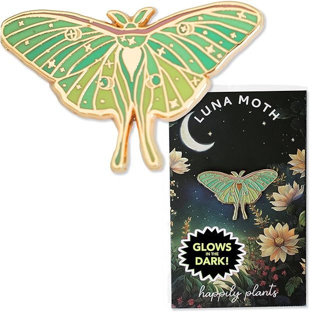 Amazon.com: Glow-in-the-Dark Luna Moth Enamel Pin – Unique Gothic Accessory for Goth Aesthetic ...