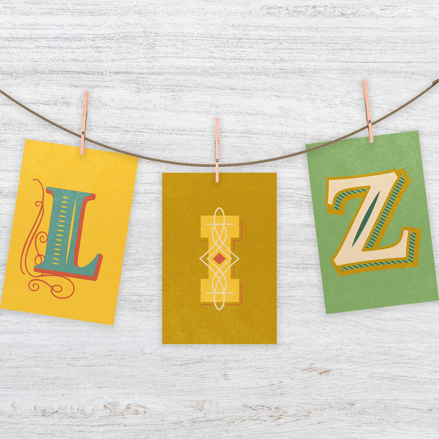 Vintage Alphabet Cards Printable ABC Individual Letter Sheets (PDF Zip