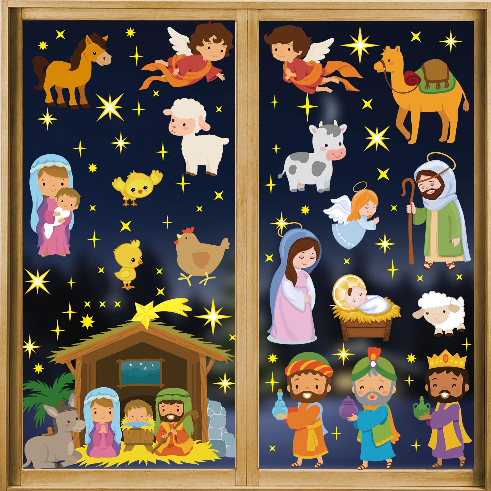 Amazon.com: HOWAF Nativity Christmas Window Clings Stickers, 9 Sheet ...