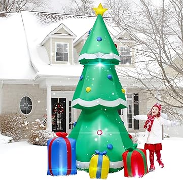 8 Foot Inflatable Christmas Tree Outdoor Decoration with LED Lights ...