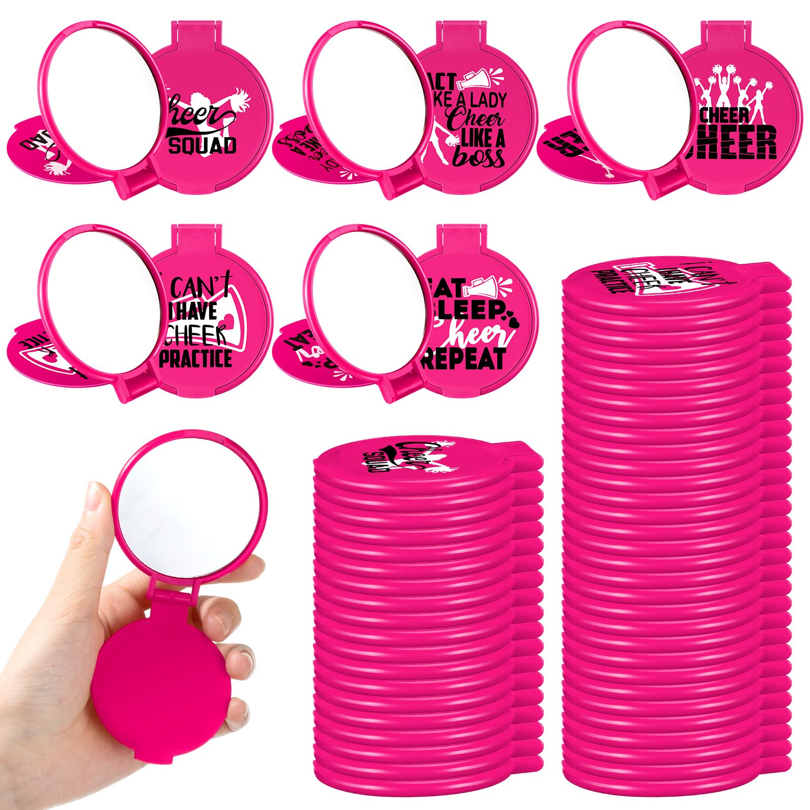 Amazon.com: Zhehao 50 Pcs Cheerleader Gifts Compact Mirror Bulk Folding ...
