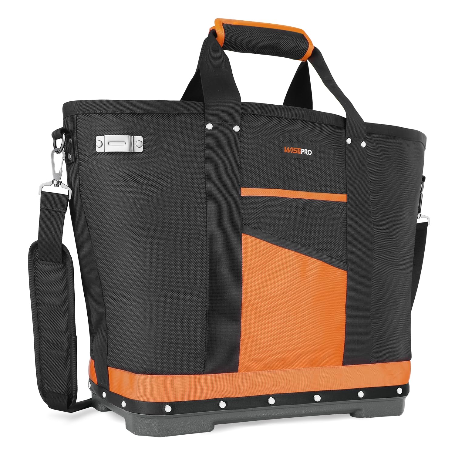 WISEPRO Tote Tool Bag, Open Top Tool Bag, Waterproof Hard Bottom Tool ...