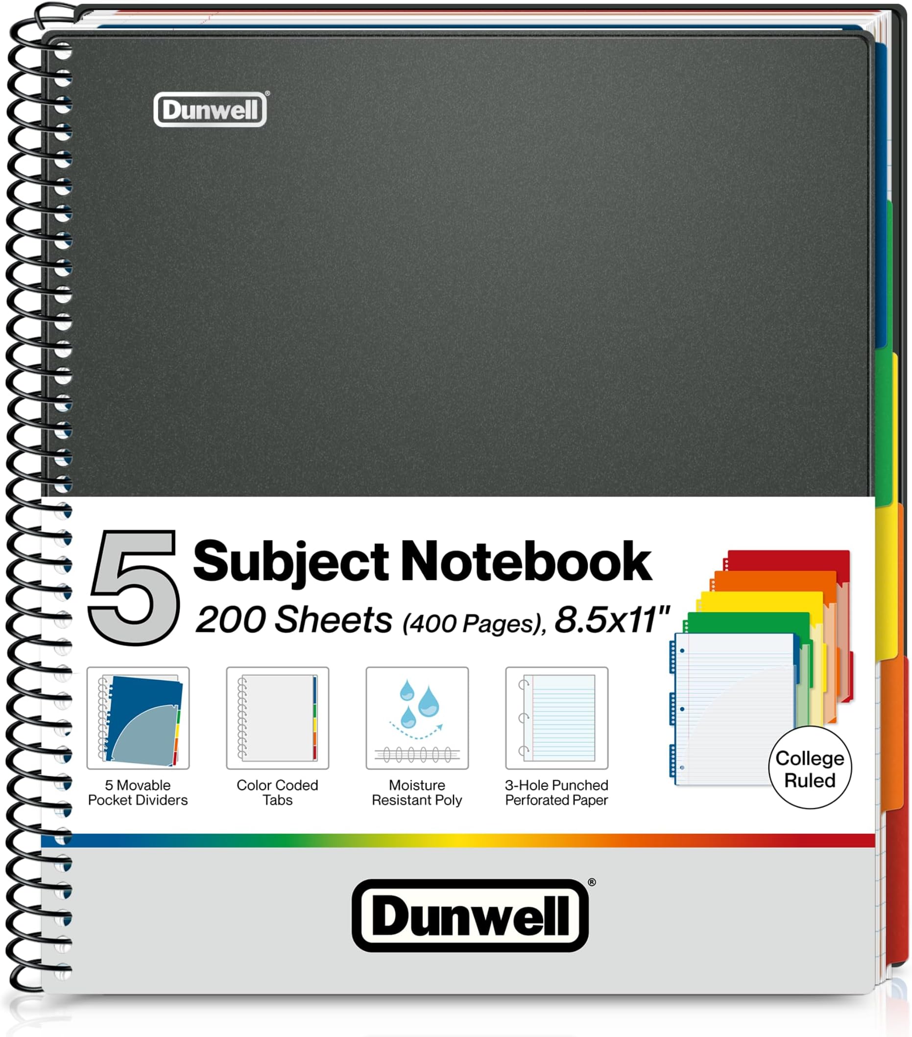 Amazon.com : Five Star Spiral Notebook + Study App, 5 Subject, College ...
