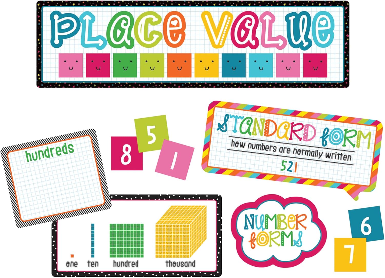 Amazon.com : School Pop Place Value Bulletin Board Set : Office Products