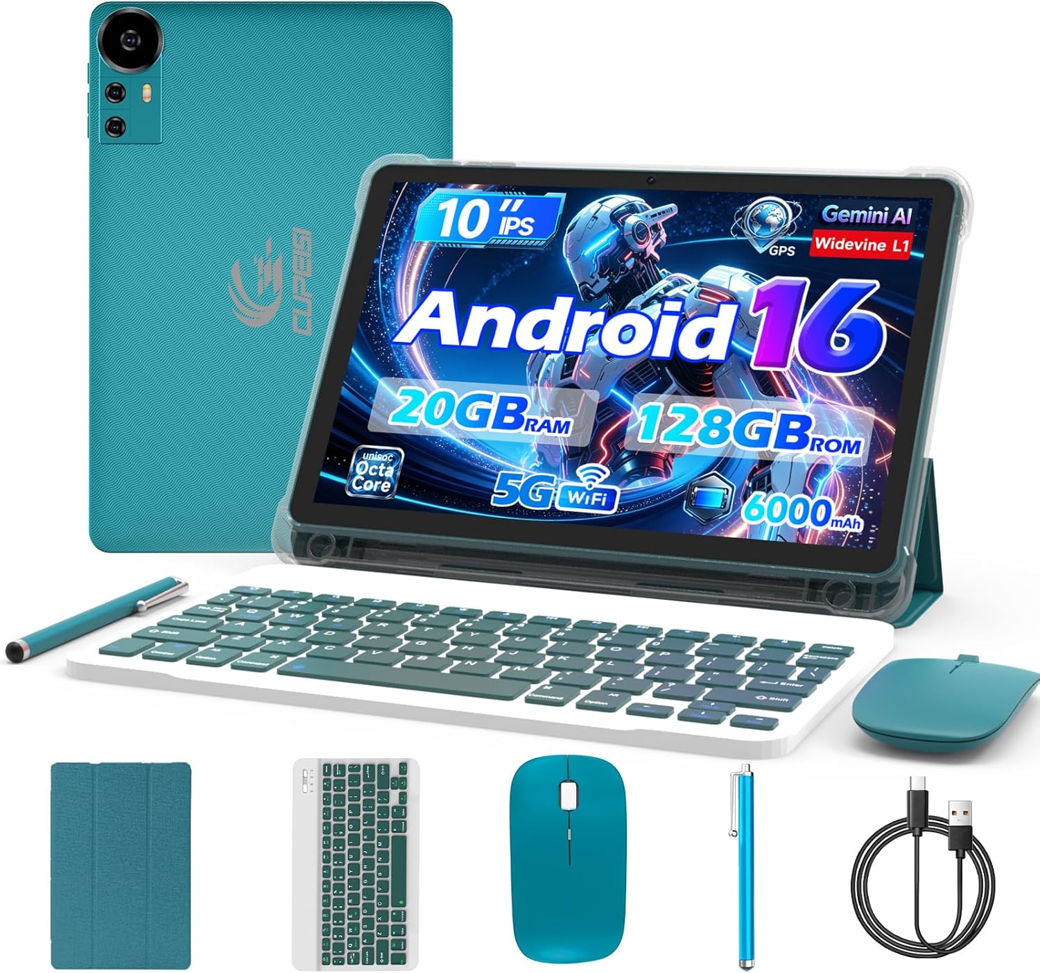 Amazon.com : CUPEISI Android 16 Tablet 10 Inch, 20GB RAM+128GB ROM/ 2TB ...