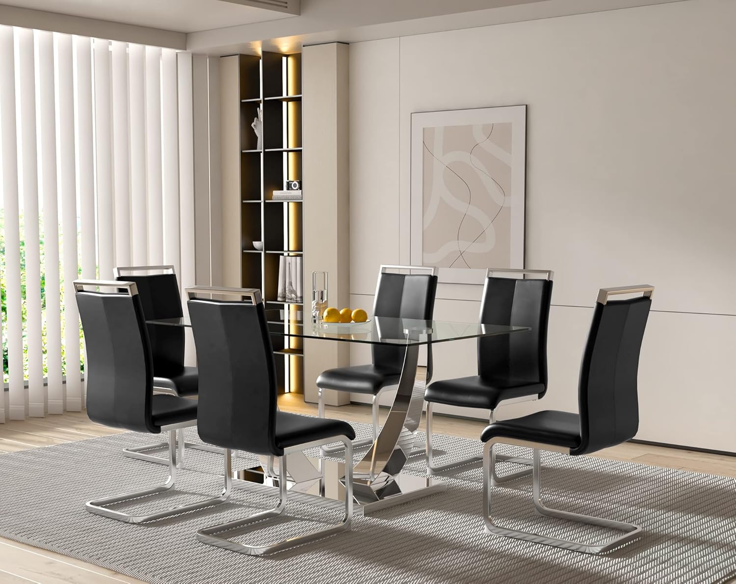 Amazon.com - Henf 7 Piece Dining Table Set, Glass Dining Table Set for ...