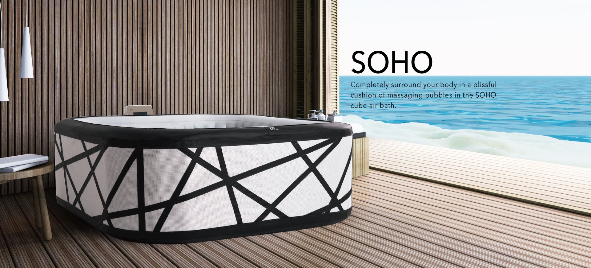 MSPA BOLD LOOKING Square Soho Bubble Inflatable Hot Tub Portable Spa ...