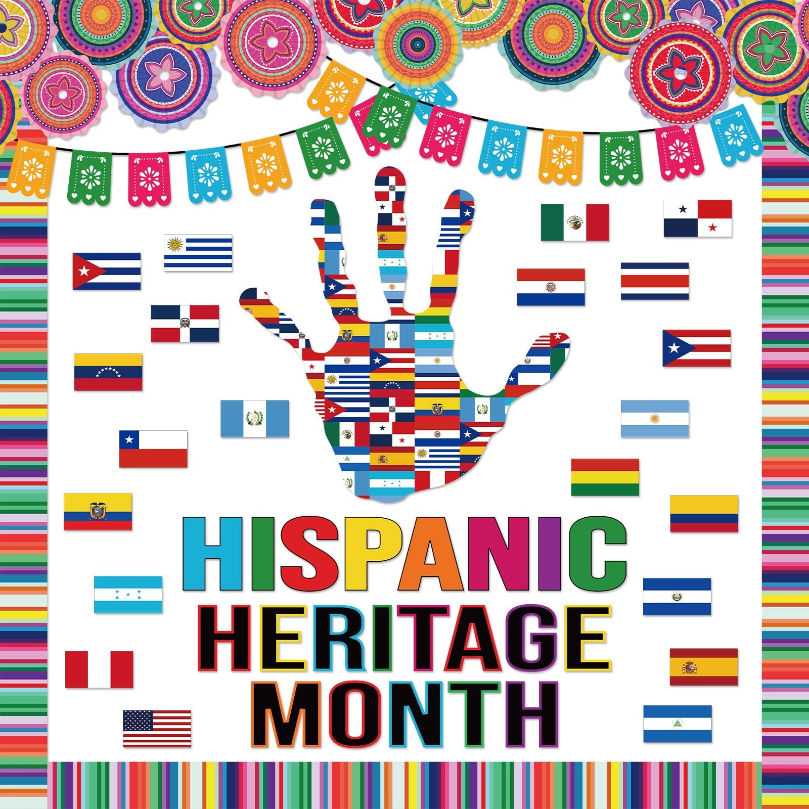 Amazon.com: Blosssound 65 Pcs Hispanic Heritage Month Bulletin Board ...