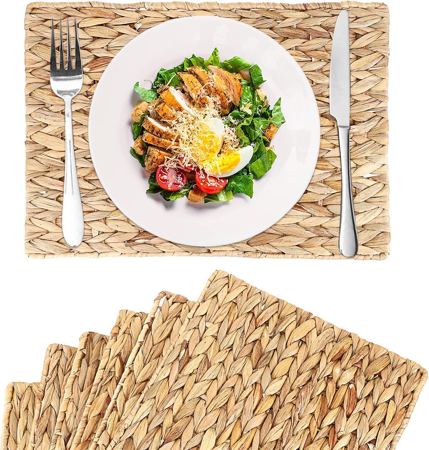 Amazon.com: OwnMy Set of 6 Natural Water Hyacinth Placemats Woven ...