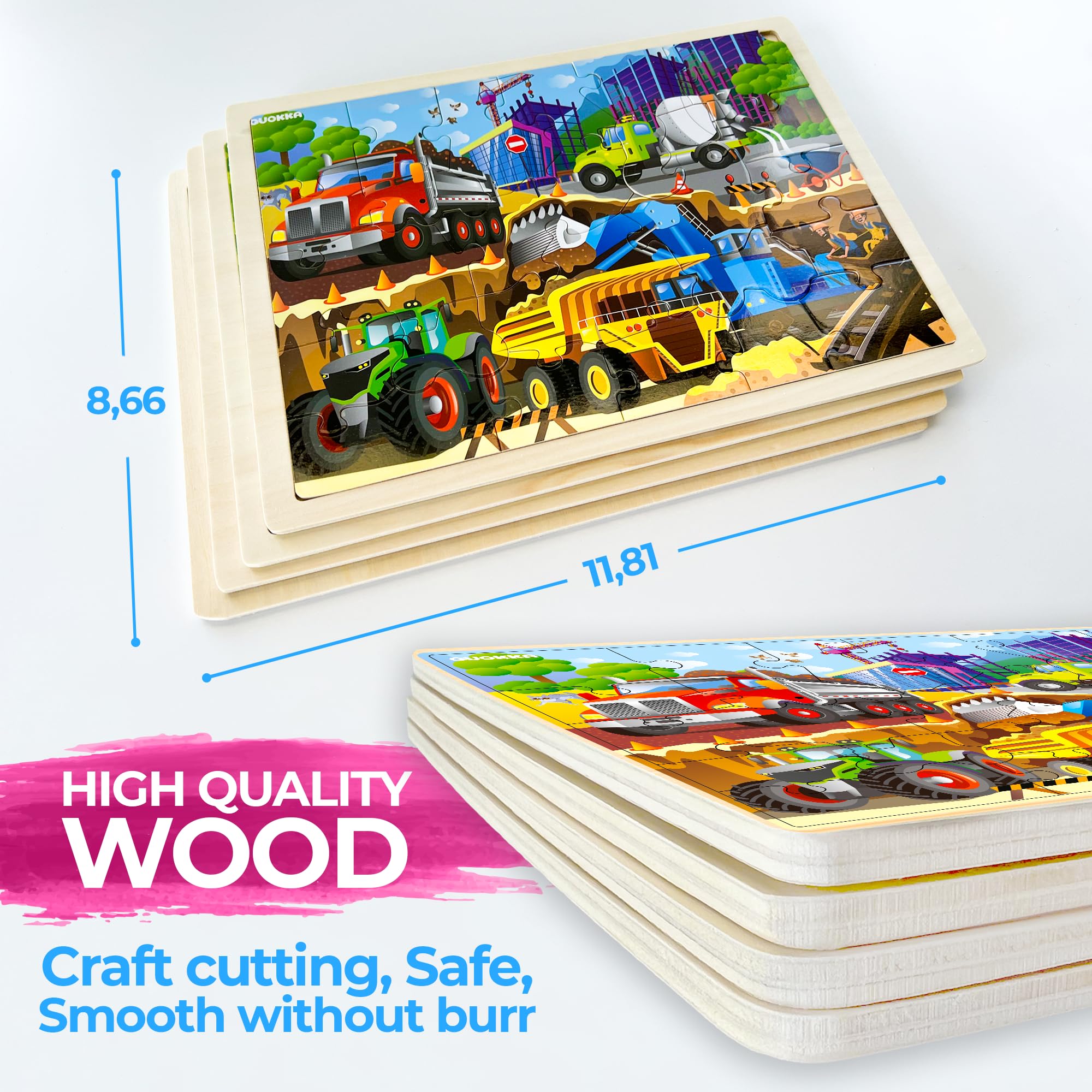 Snapklik.com : 4SET Puzzles For Kids Ages 4-6 - 24 Pcs Wooden Realistic ...