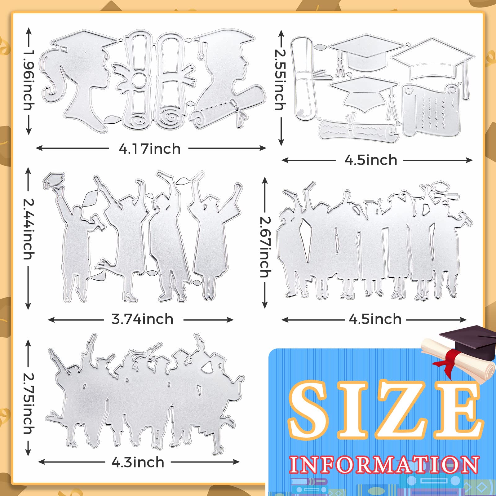Snapklik.com : 16 Pcs Graduates 2024 Die Cuts, Graduation Theme Die ...