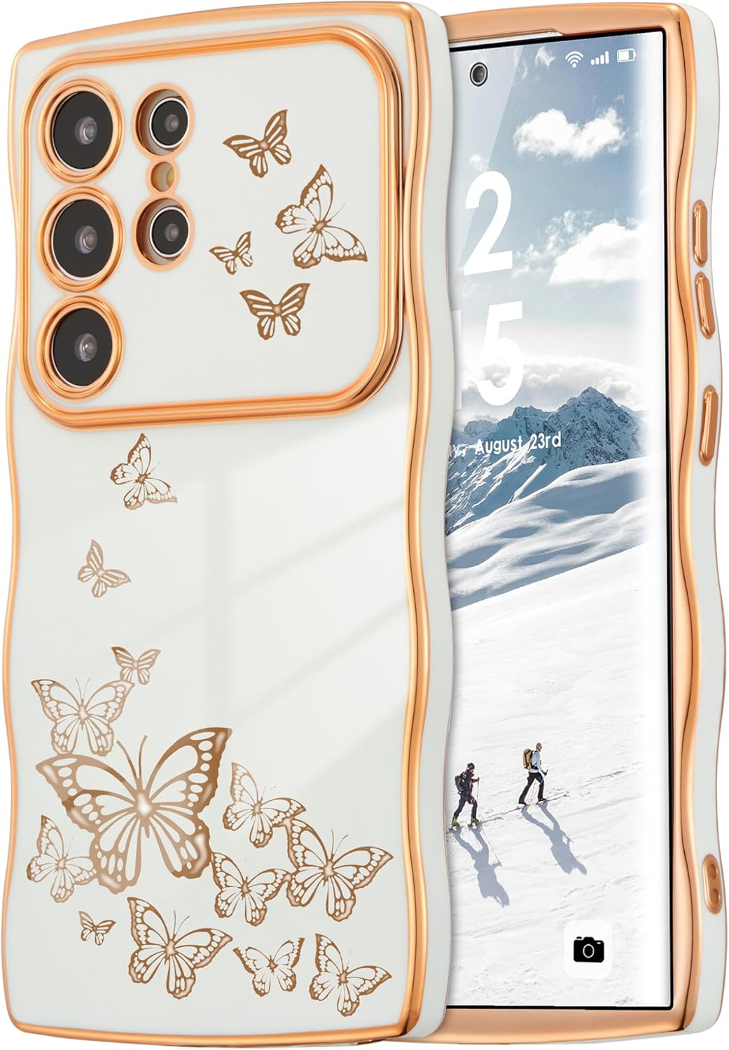 Amazon.com: ZTOFERA for Samsung Galaxy S24 Ultra Case Cute for Girl Women, Curly Wave Frame ...