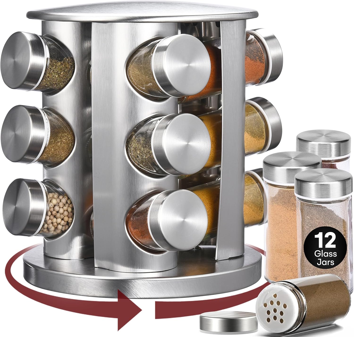 Amazon.com: Vdomus Spice Organizer Rack Sets - Rotating Seasoning Jars ...