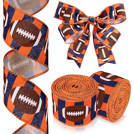 Amazon.com: Football Wired Edge Ribbon, 26 Yards 2.5 Inch Sports Burlap ...