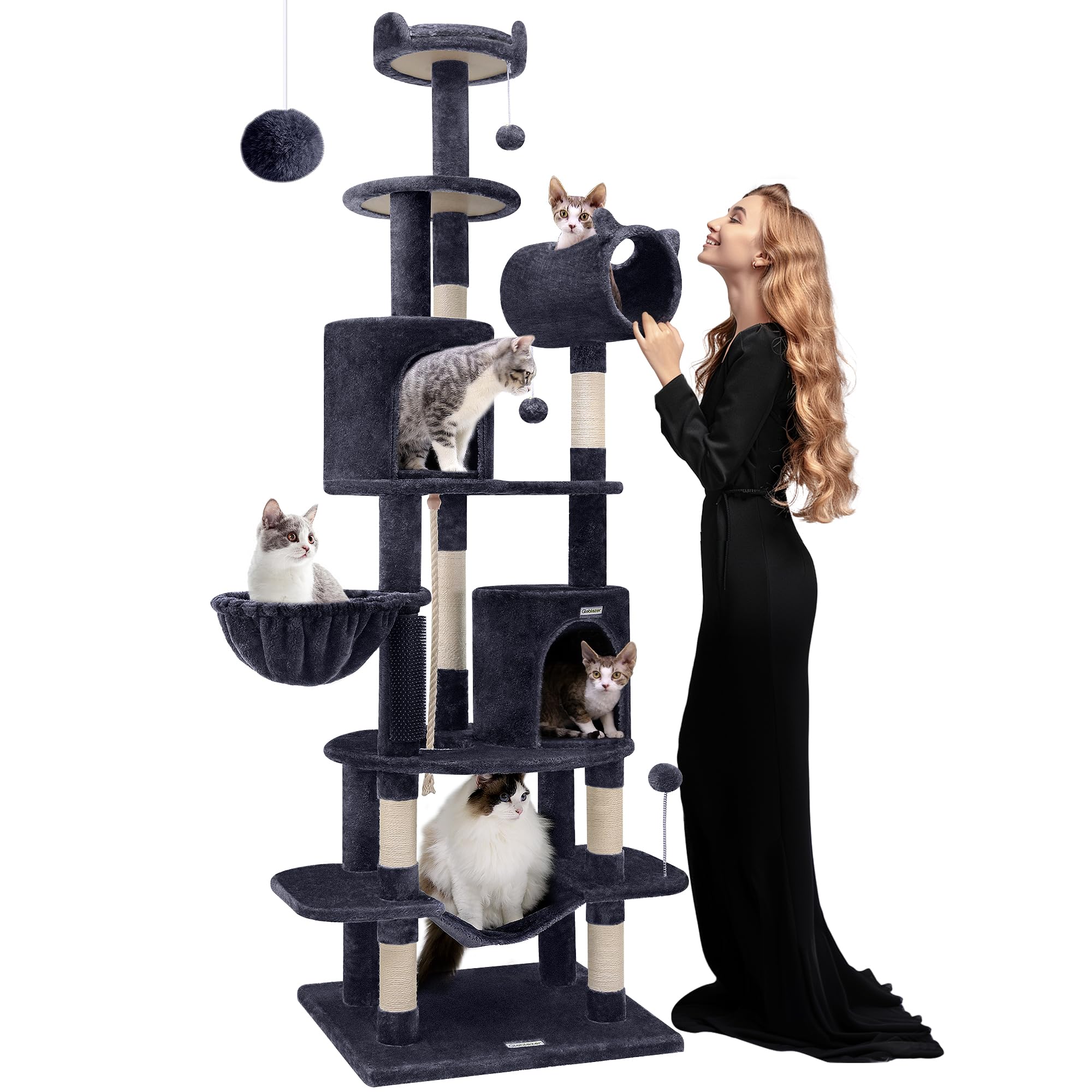 Amazon.com : Globlazer C81 Tall Cat Tower, Curved Series 81-inch Cat ...