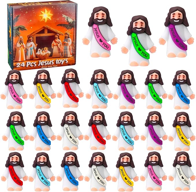Amazon.com: Cherislpy 24 Pcs Jesus Toys Mini Rubber Little Jesus ...