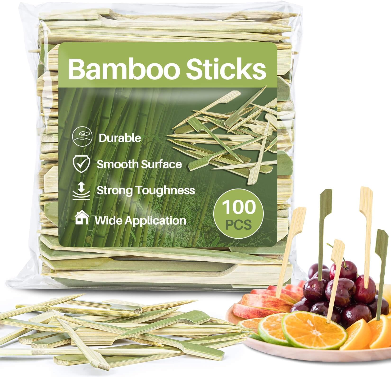 Amazon.com: Sukh 100PCS Bamboo Sticks Bulk - Natural Wooden Skewers ...