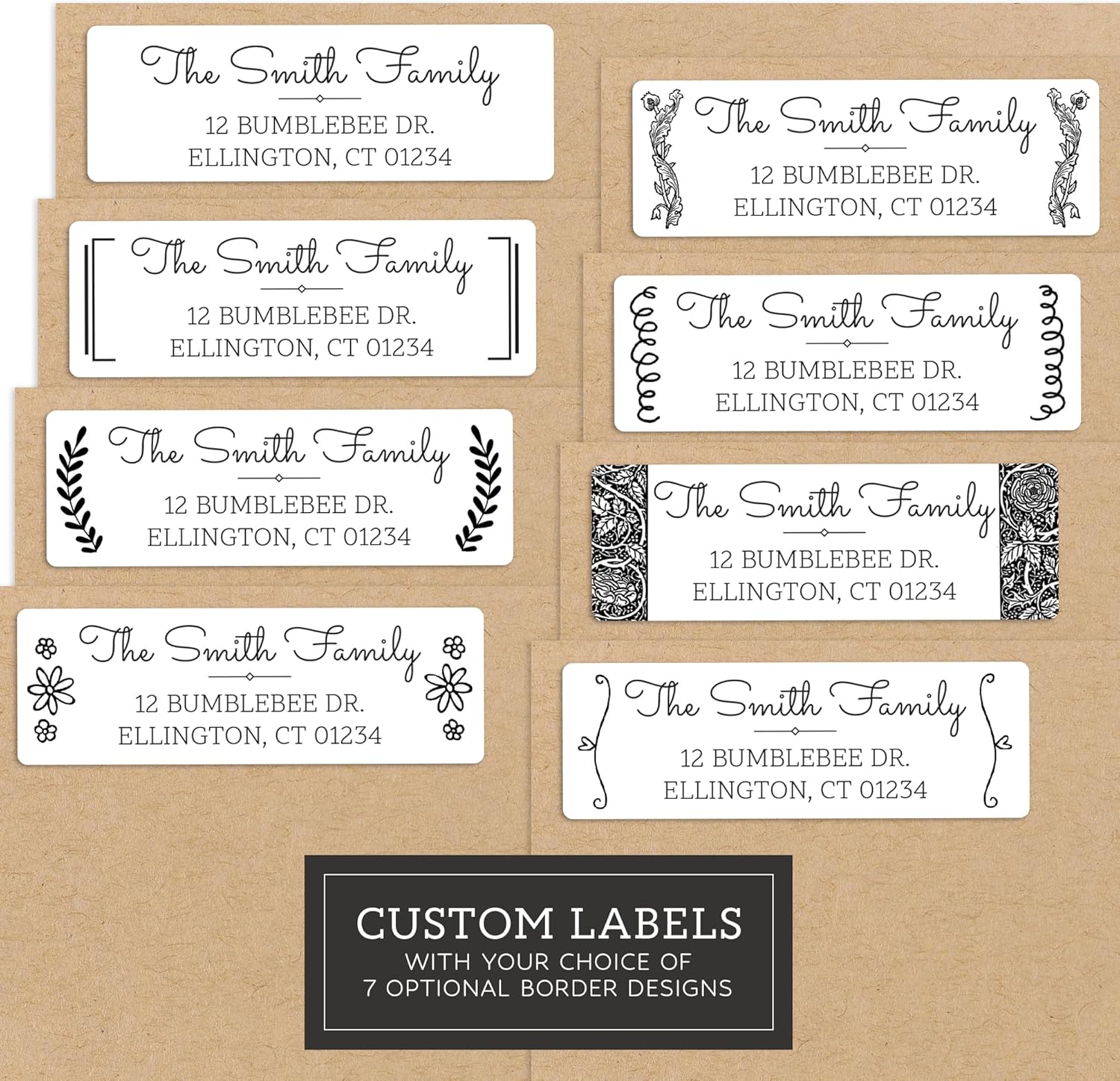 Amazon.com : Personalized Return Address Labels - Black & White Styles ...