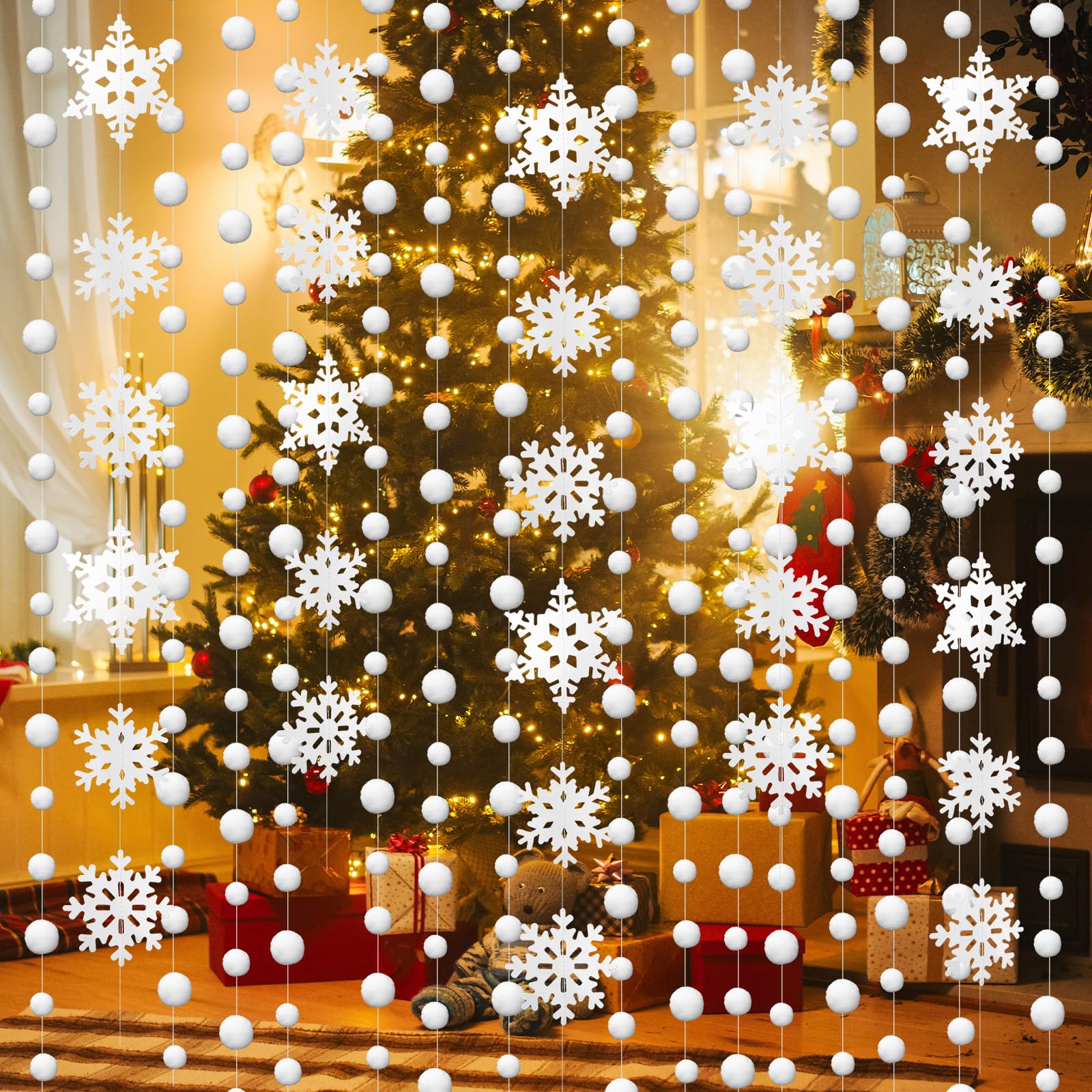 Amazon.com: HunnmingRe 20 Pcs Snowflake Garland Winter Christmas ...