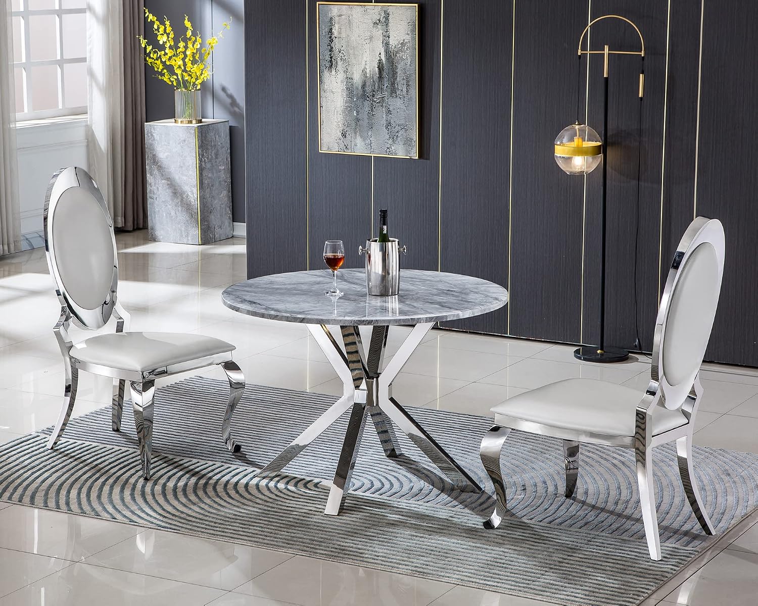 Amazon.com - Pvillez 42" Round Marble Dining Table for 4, Mid Century ...