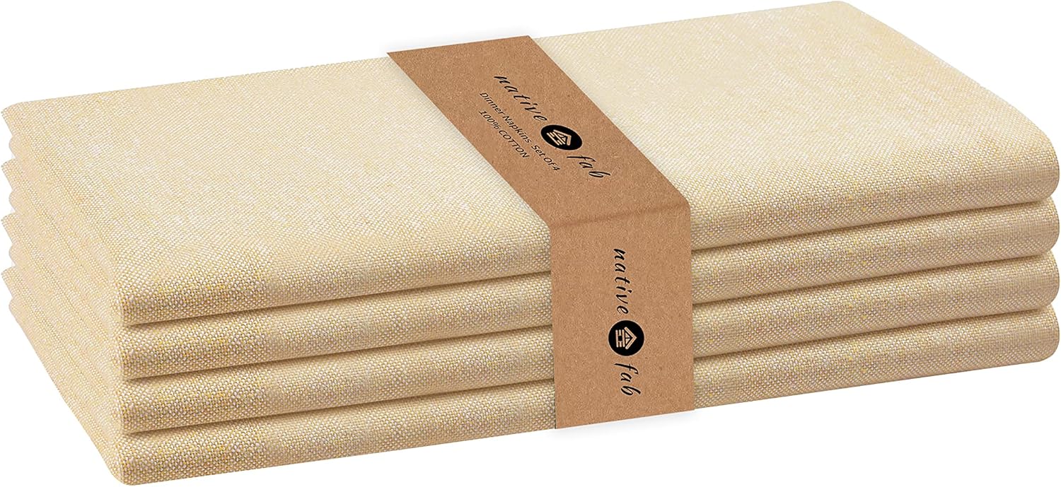 Amazon.com: Native Fab Cloth Napkin Set of 4, 100% Chambray Cotton ...