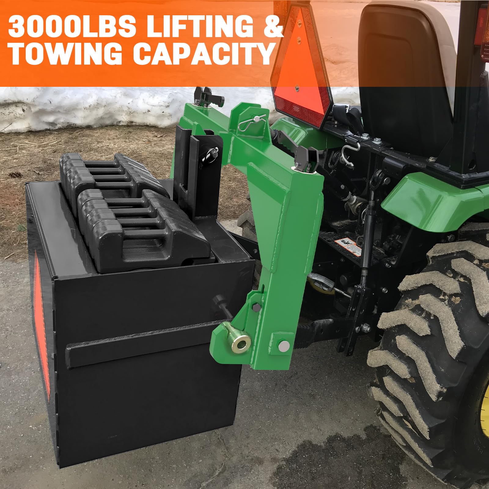 Snapklik.com : Green Heavy Duty 3 Point Quick Hitch Adaption, 3000 Lbs ...