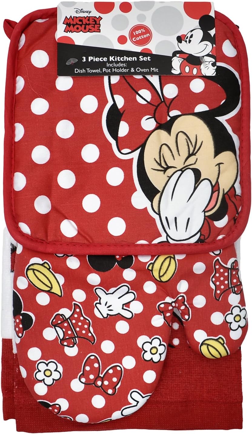 Amazon.com: Disney Oven Mitt Pot Holder & Dish Towel 3 pc Kitchen Set ...