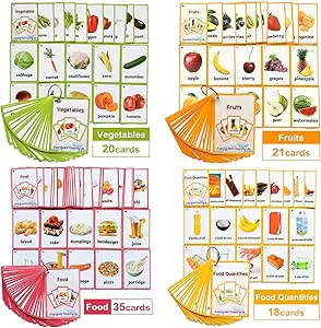 Amazon.com: Fruits/Vegetable/Foods/Food Quantities Flash Cards English ...