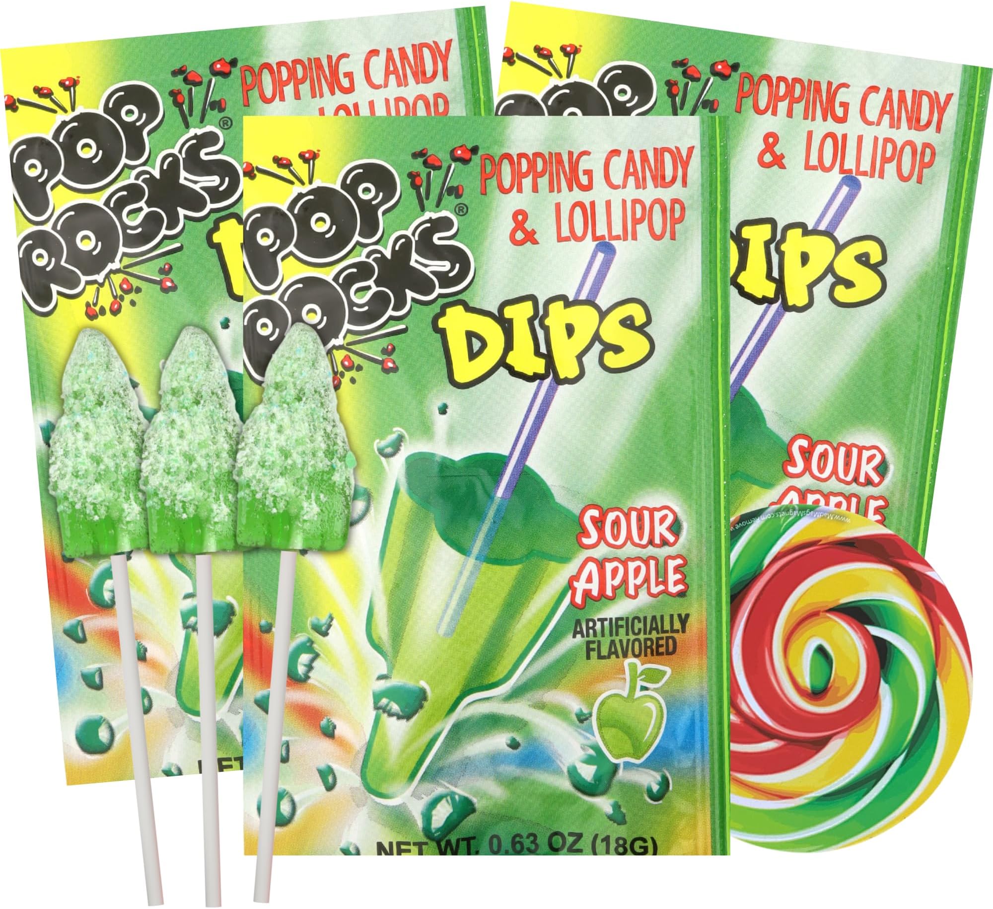 Amazon.com : Popping Candy, Sour Apple Flavored Powder with Lollipop ...