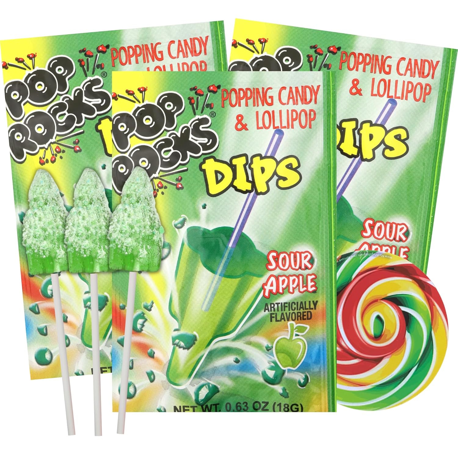 Amazon.com : Needzo Popping Candy, Sour Apple Flavored Powder with ...