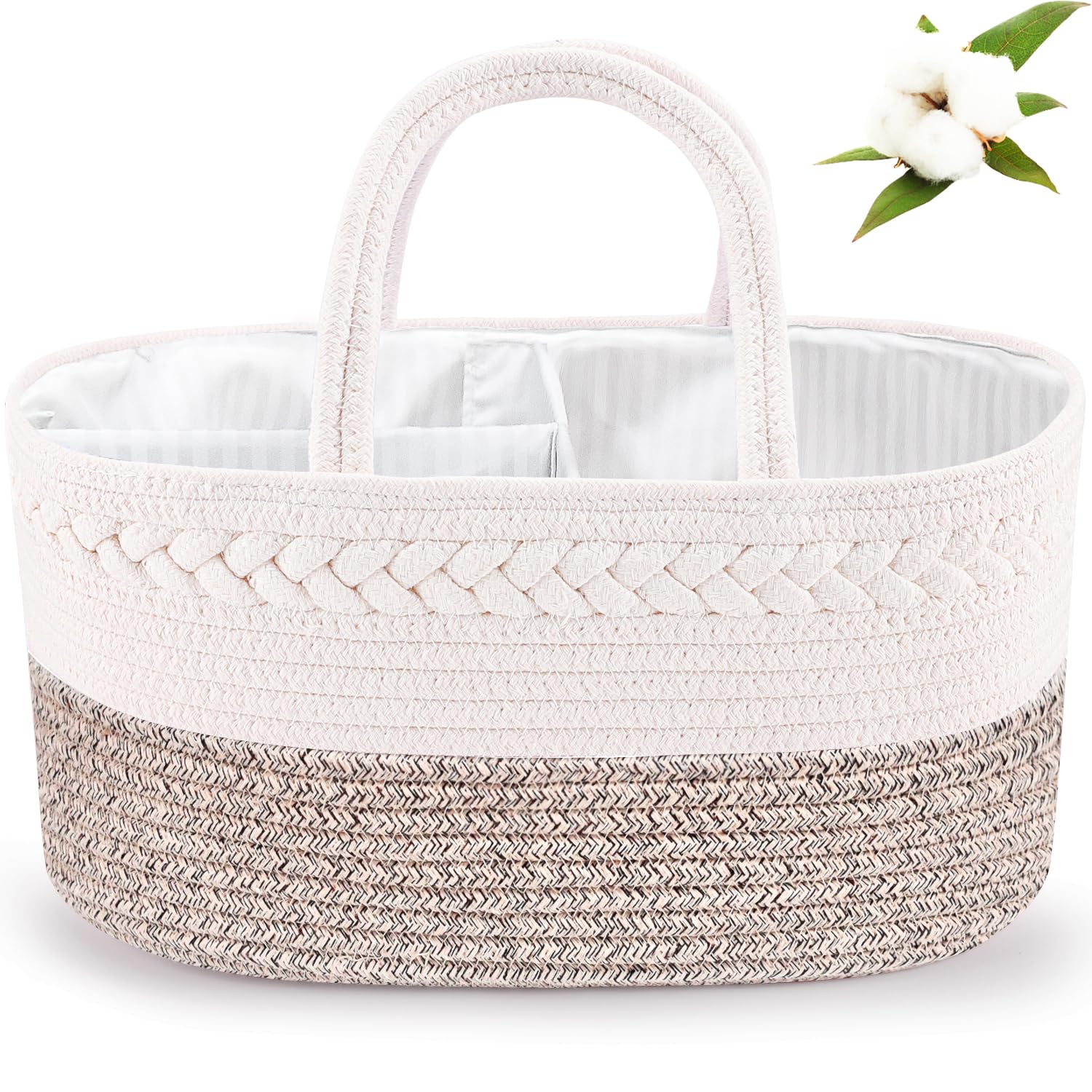 Snapklik.com : Diaper Caddy Organizer, Boho Rustic Cotton Rope Nursery ...