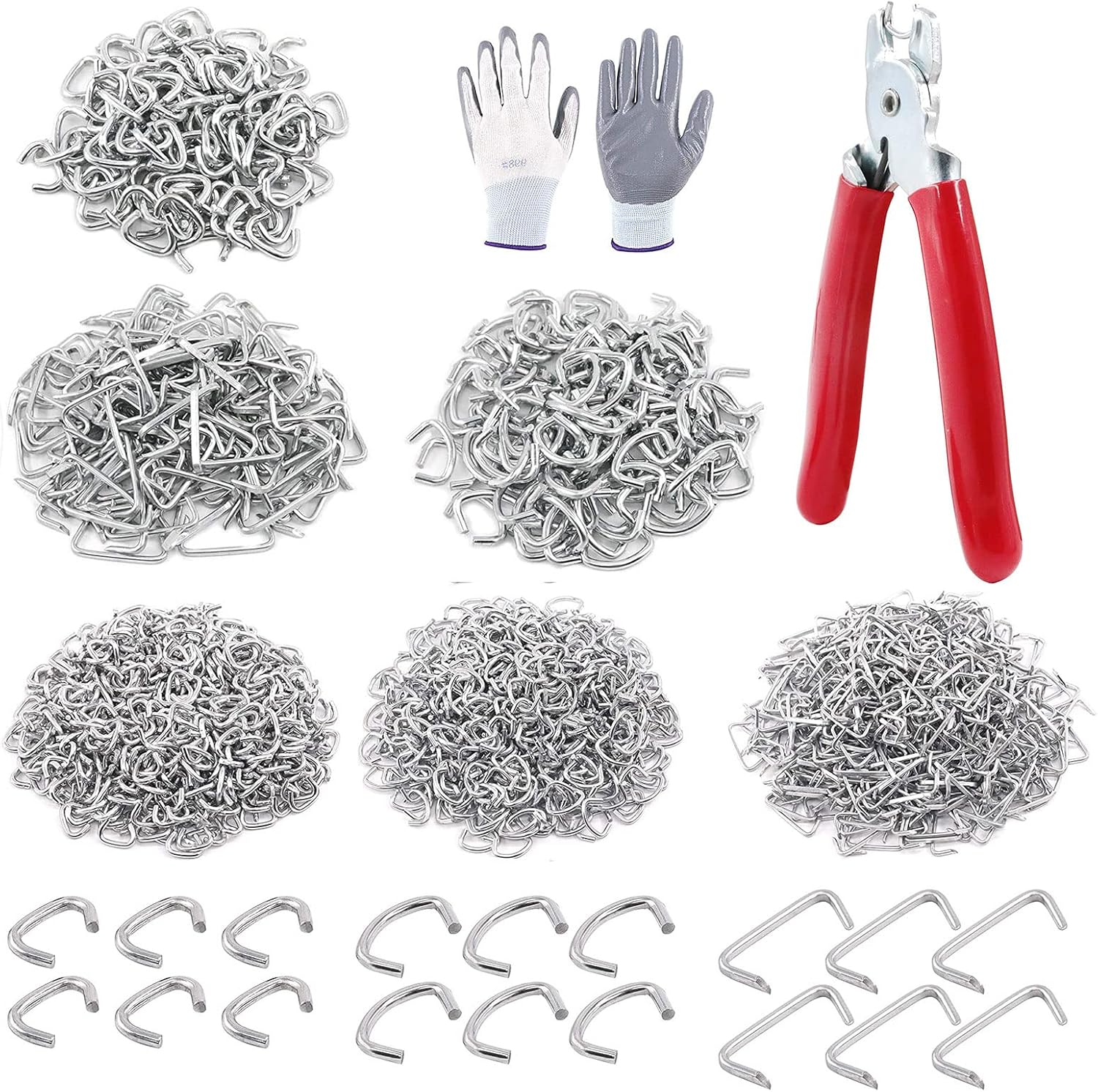 Swpeet 1860Pcs 3/4" 1/2" 3/8" Galvanized Hog Rings with Straight Hog ...