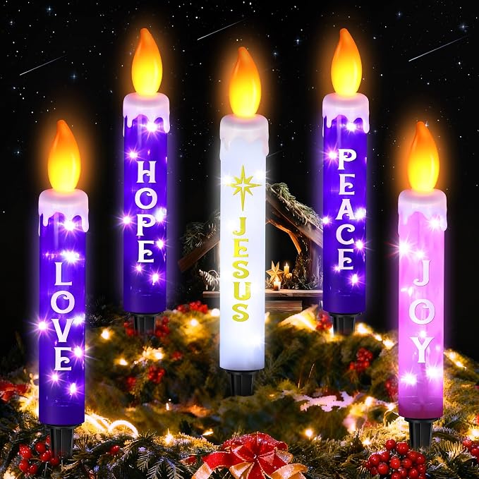 Amazon.com: 5 Pcs Christmas Advent Candles Outdoor with Ground Socket ...