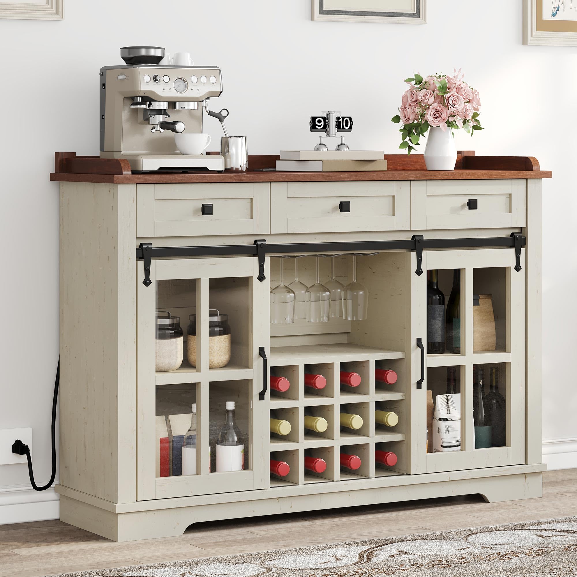 White Bar Cabinets For Home Modern Coffee Bar Cabinet With Glass Door ...