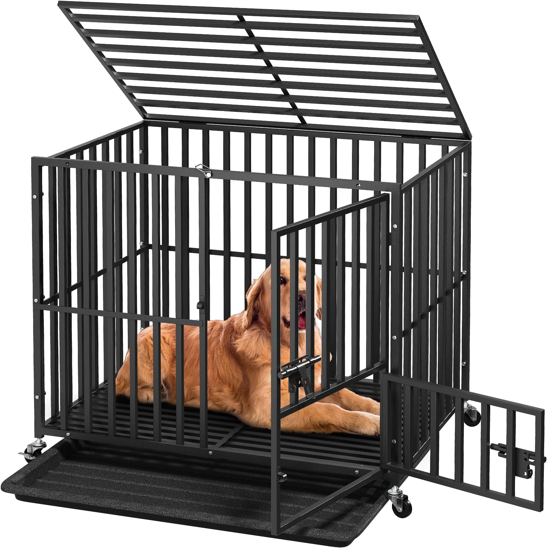 Amazon.com: 42" Dog Crate, Heavy Duty Dog Crates for Medium Dogs ...
