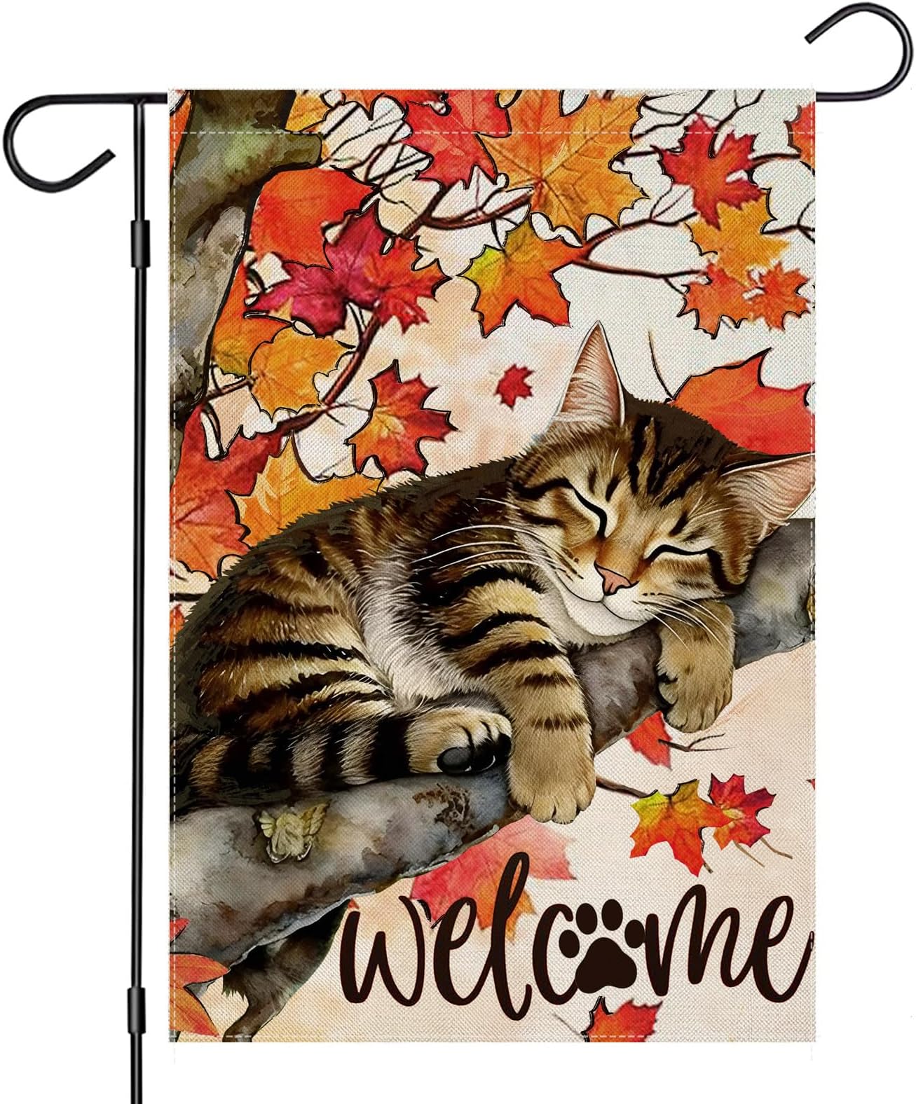 Amazon.com : Fall Cat Garden Flags 12x18 Inch Double Sided, Hello Fall ...