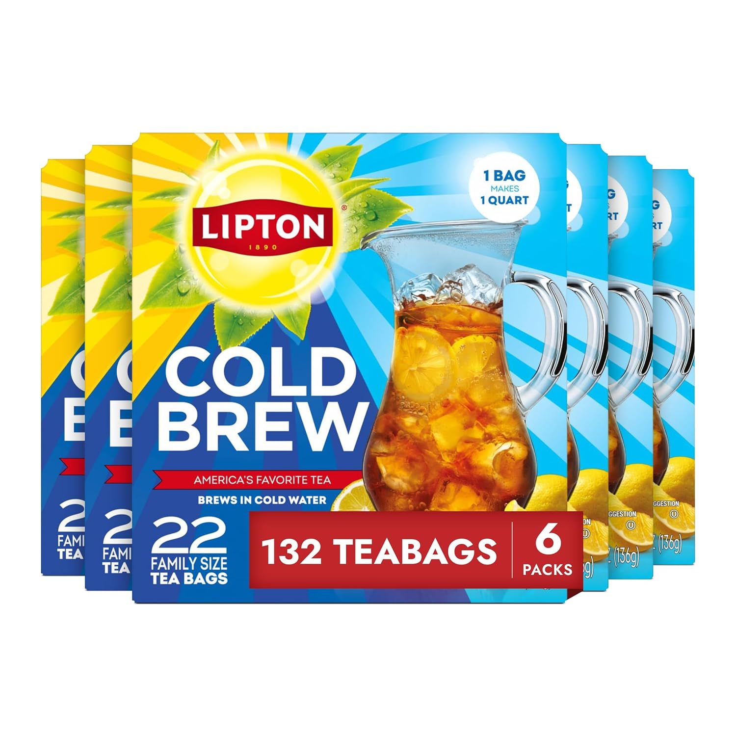 Amazon.com: Lipton Cold Brew Iced Tea Bags, Family Size Iced Tea Bags ...