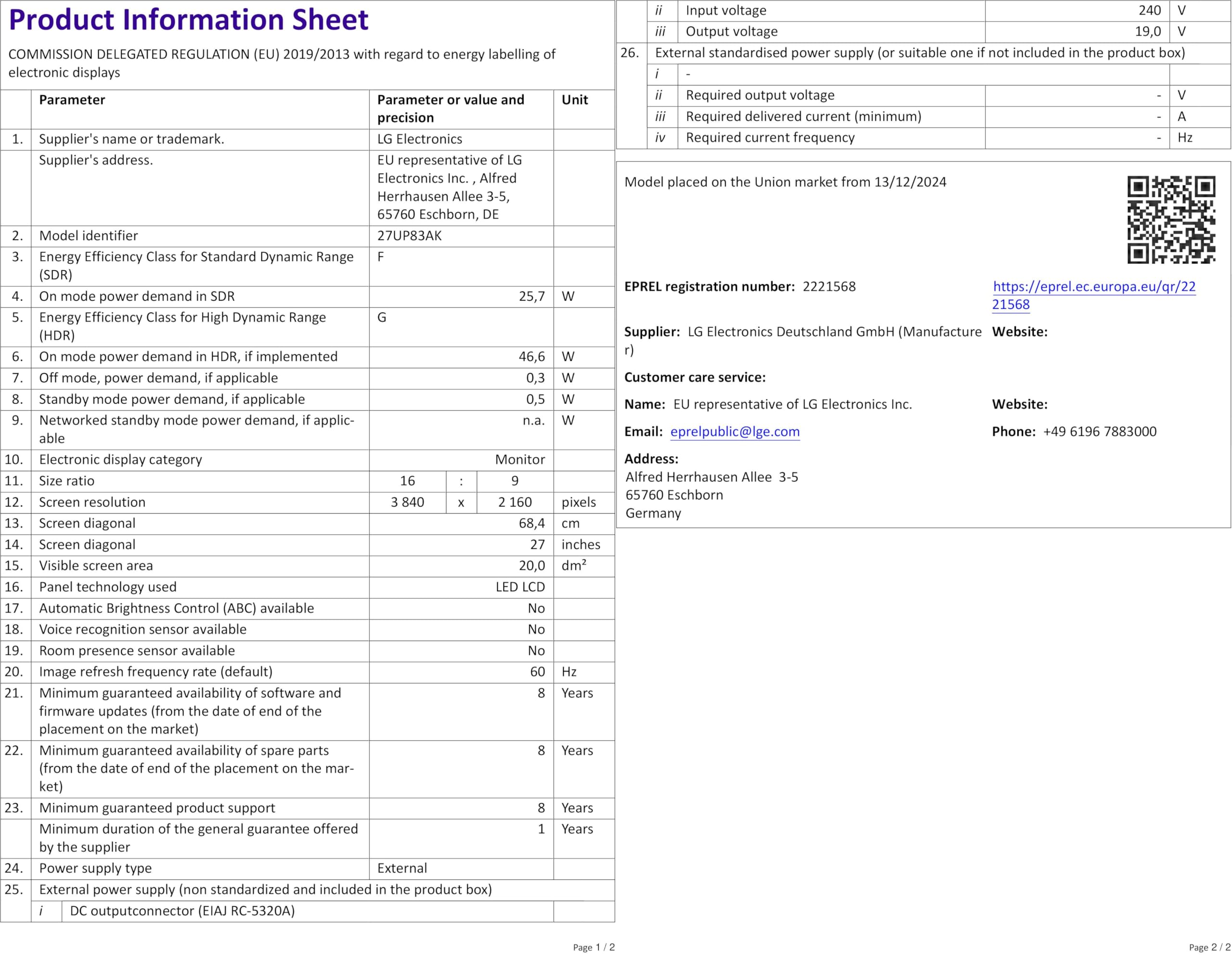 LG UltraFine Monitor 27U730A-B - 4K UHD IPS 27 inch, 60Hz, 5ms GtG ...