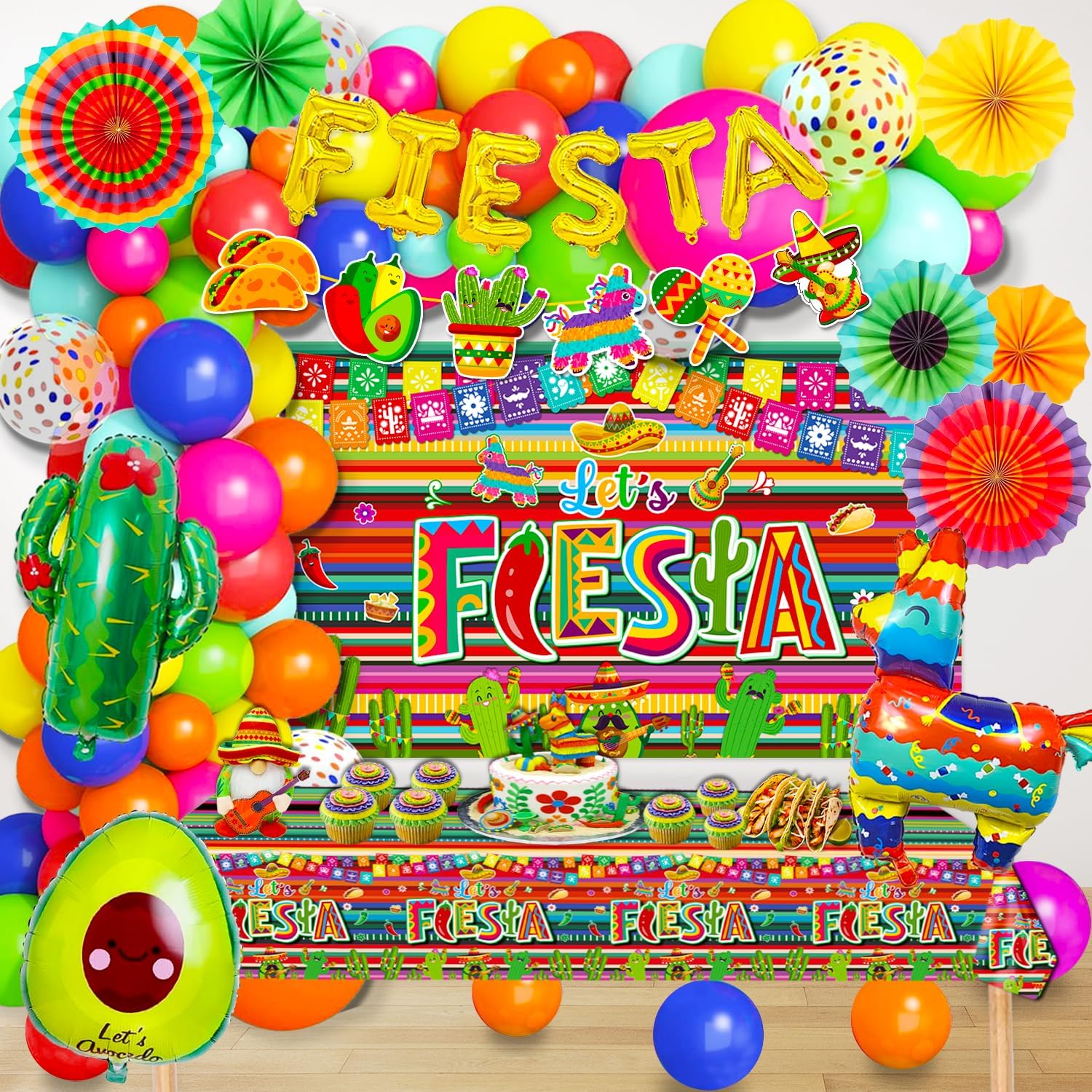 Amazon.com: 123 Pcs Fiesta Party Decorations Mexican Party Decorations ...