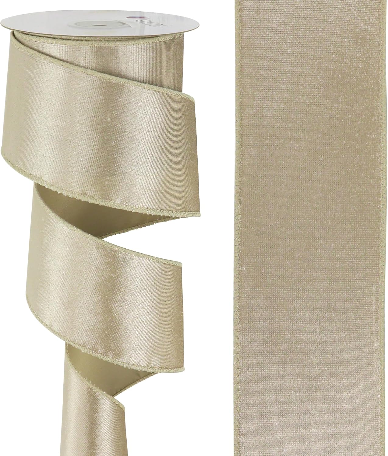 Amazon.com: AIMUDI Champagne Velvet Wired Ribbon 2.5 Inch Champagne ...
