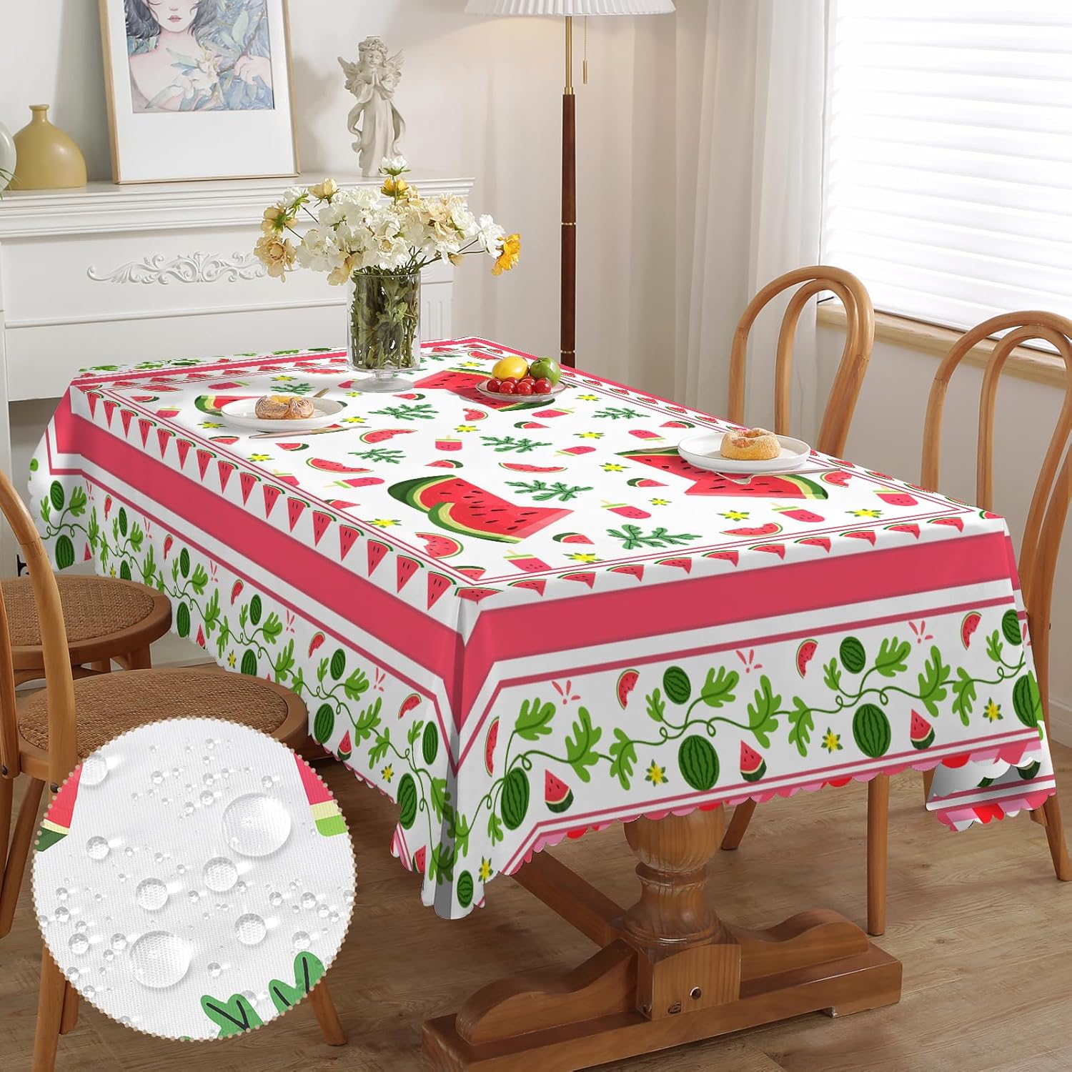 Rectangular Summer Tablecloths, Watermelon Garden Tablecloth, Stain ...