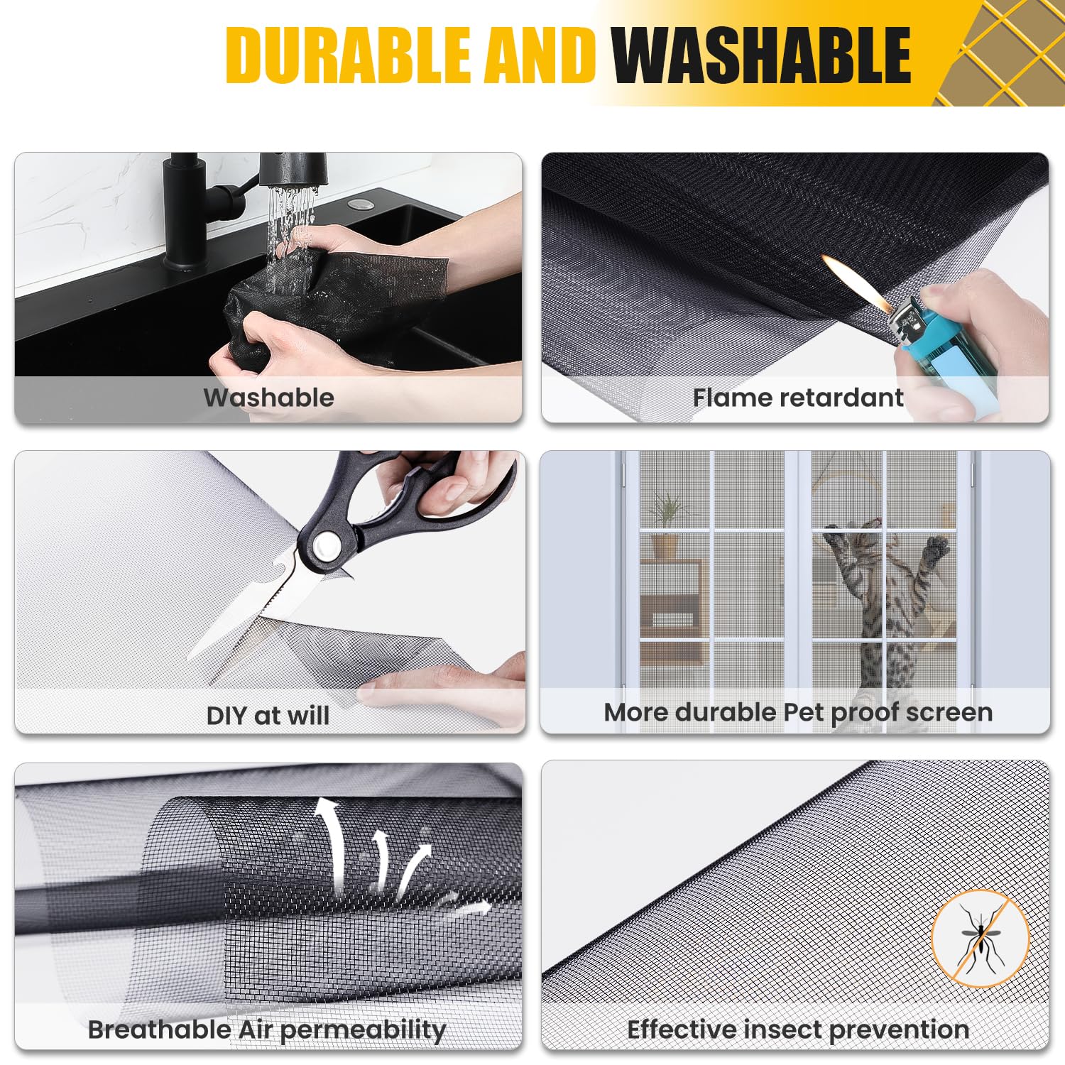 Snapklik.com : LANDWORLD 48 X 84DIY Custom Window Screen Mesh ...