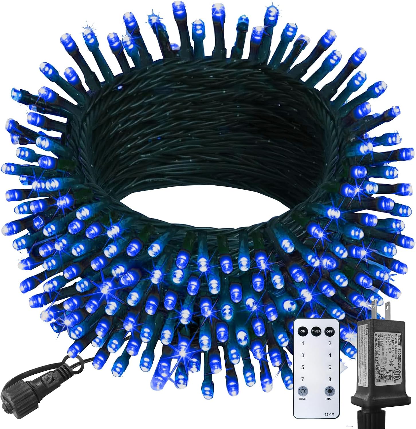 HeKation 300 LED Blue Christmas Lights, 100ft Christmas String Lights ...