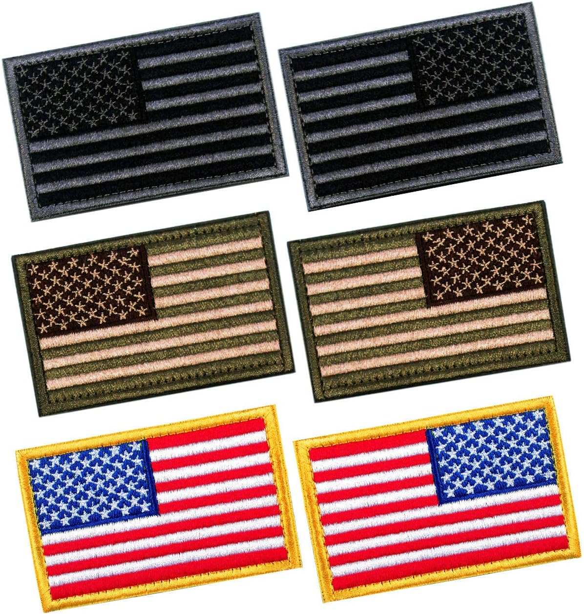 Amazon.com: 6 PCS Tactical Patches of USA US American Flag Regular and ...